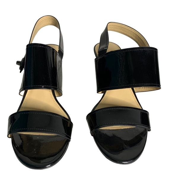 Coach | Shoes | Coach Womens Black Patent Leather Open Toe Heels ...